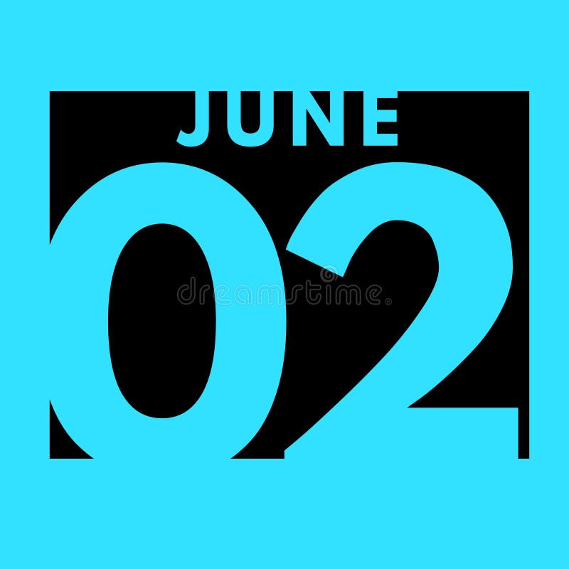 June 2 . Flat daily Calendar Icon .date ,day, Month Stock Illustration ...