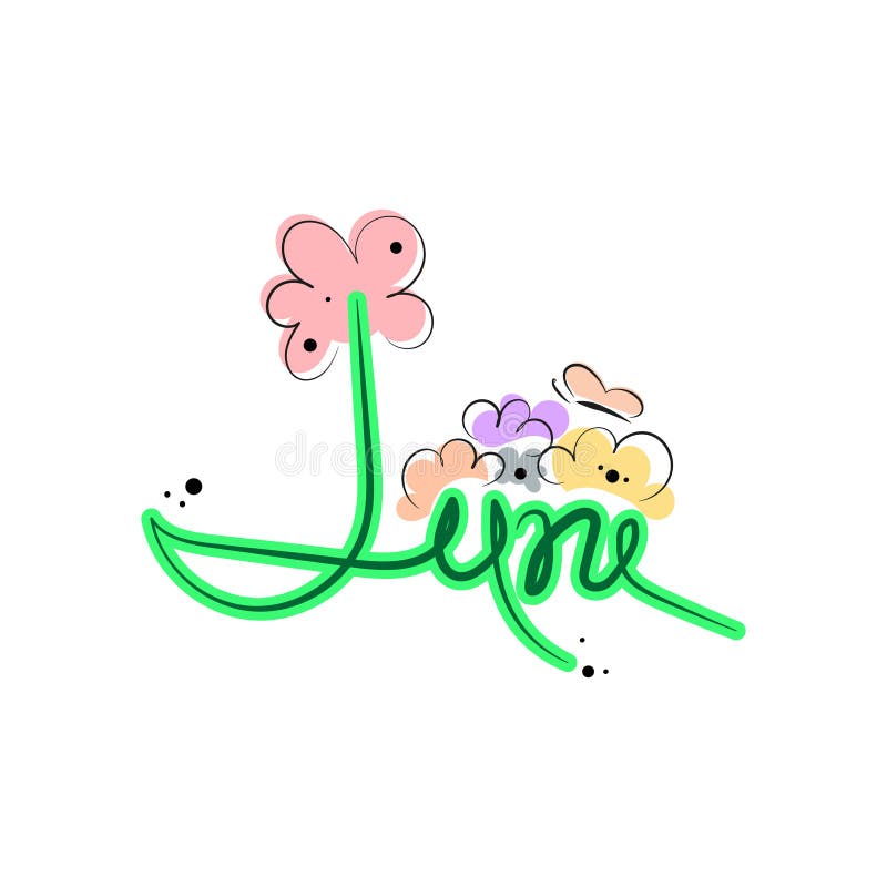 June, Flat Illustration on White Background. Tree with Leaves ...