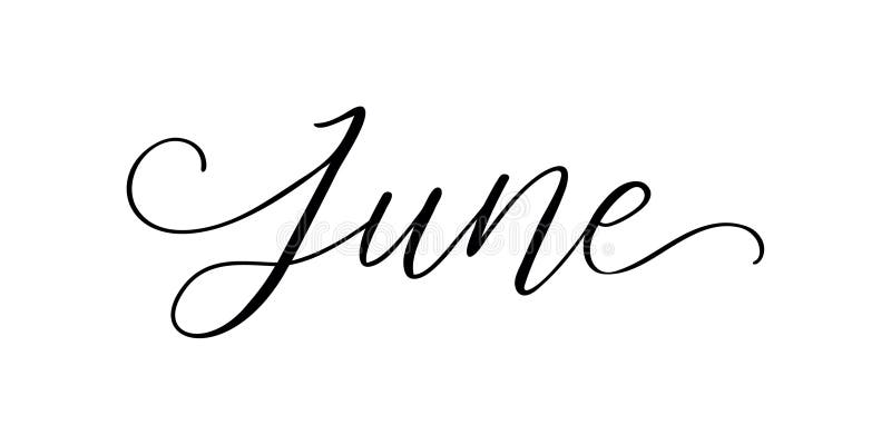 June - Handwritten Text in Calligraphic Style on a White Background ...