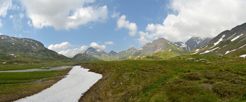 Swiss Alps High Plateau Panorama Stock Image - Image of snow, clouds ...