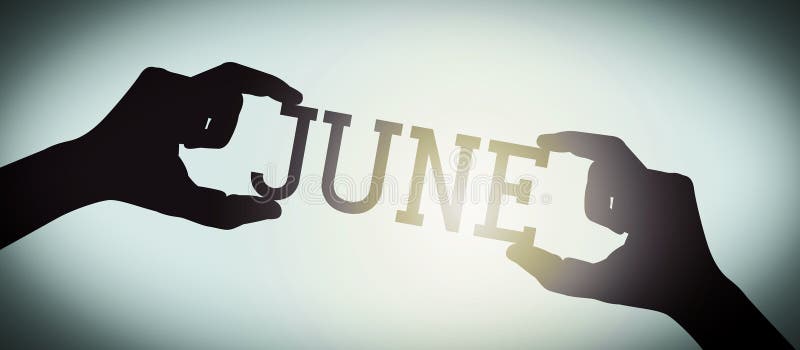 June - Human Hands Holding Silhouette Word Stock Illustration ...