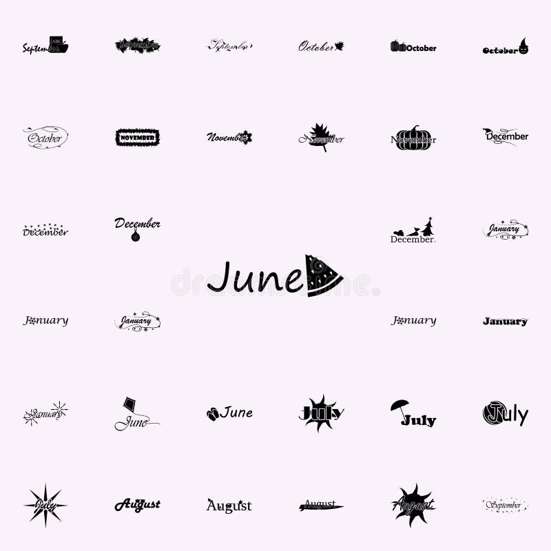 June Icon. Name Of Month Icons Universal Set For Web And Mobile Stock ...