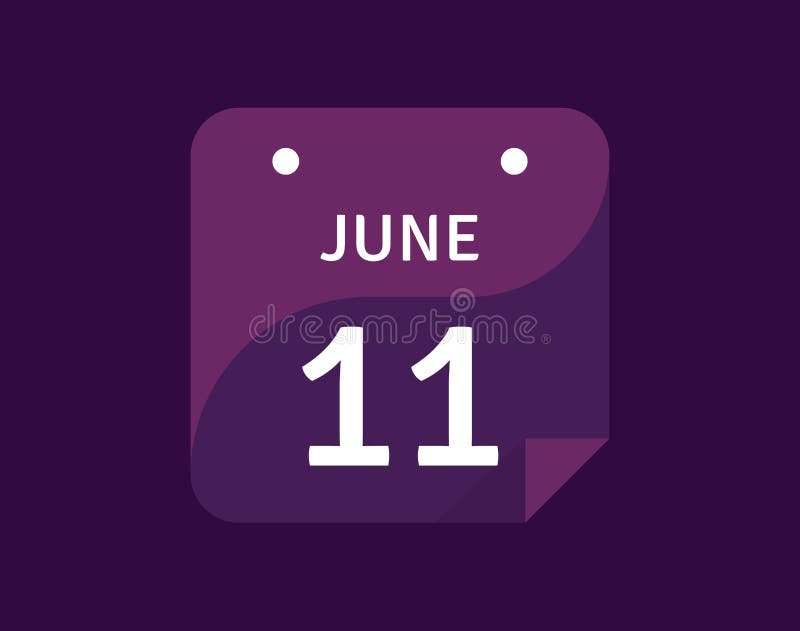 11 June, June 11 Icon Single Day Calendar Vector Illustration Stock ...