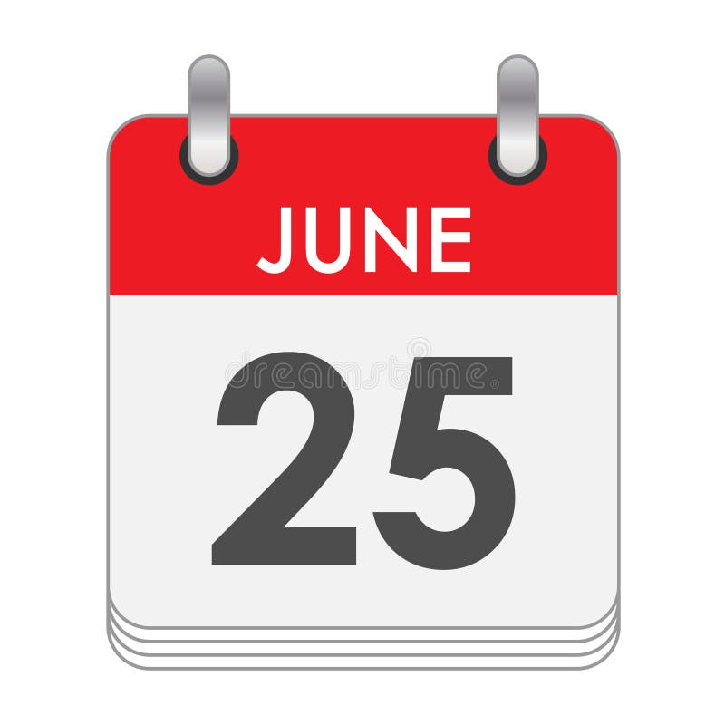 JUNE 25. a Leaf of the Flip Calendar with the Date of JUNE 25 Stock ...