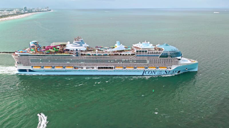 June 8 2024 Miami Beach Florida Aerial View Cruise Ship Icon Of
