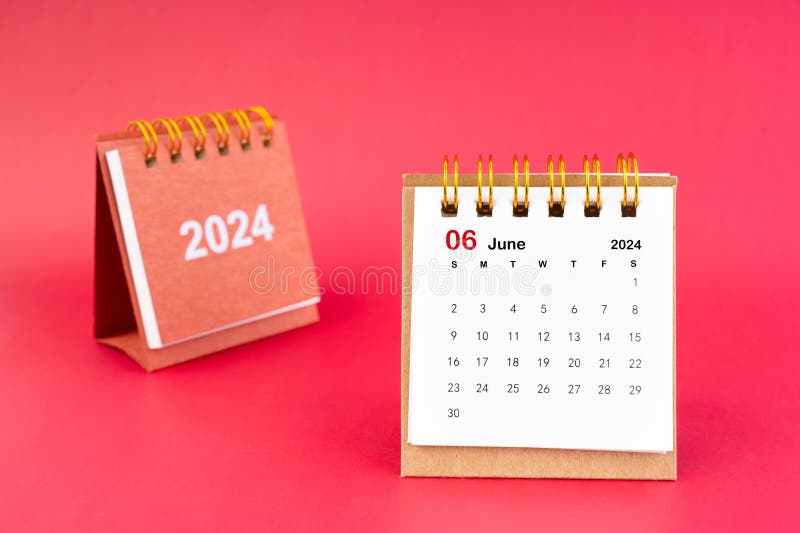 2024 June Mini Calendar on Red Background Stock Photo - Image of ideas ...