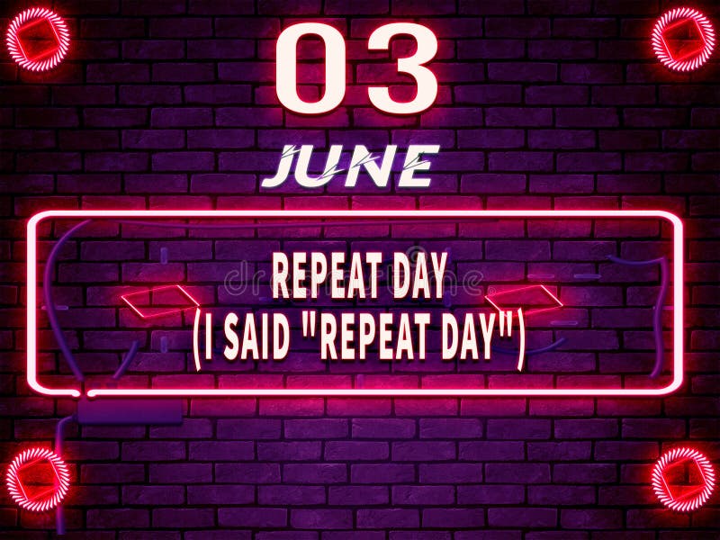 June Month Day 3, World Bicycle Day. Neon Text Effect on Bricks ...