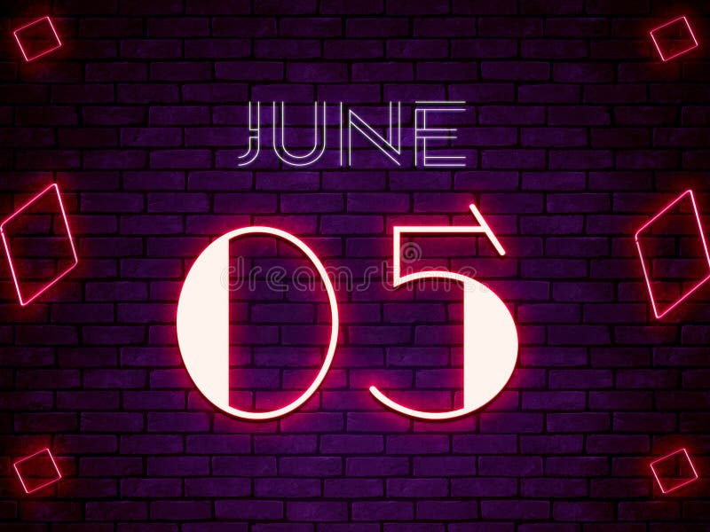 05 June, Monthly Calendar on Bricks Background Stock Illustration ...