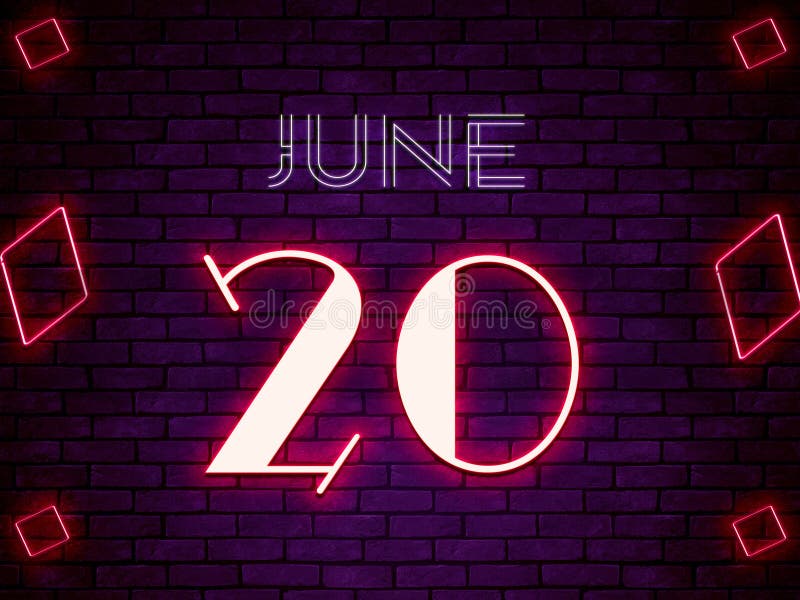 20 June, Monthly Calendar on Bricks Background Stock Illustration ...