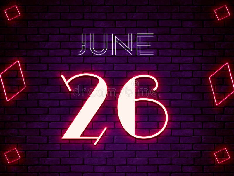 26 June, Monthly Calendar on Bricks Background Stock Illustration ...