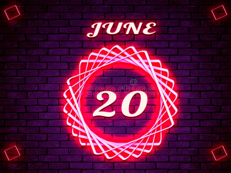20 June, Monthly Calendar on Bricks Background Stock Illustration ...