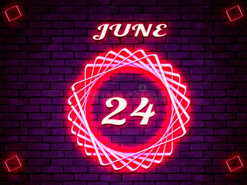 24 June, Monthly Calendar on Bricks Background Stock Illustration ...