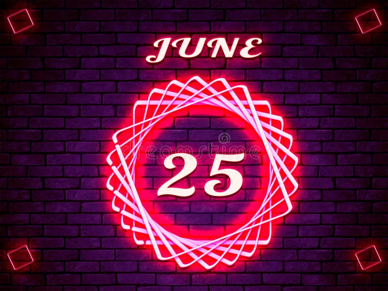 25 June, Monthly Calendar on Bricks Background Stock Illustration ...