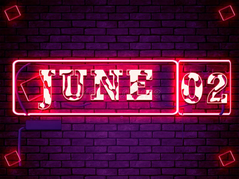 02 June, Monthly Calendar on Bricks Background Stock Illustration ...
