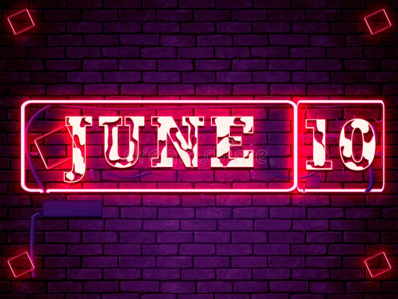 10 June, Monthly Calendar on Bricks Background Stock Illustration ...