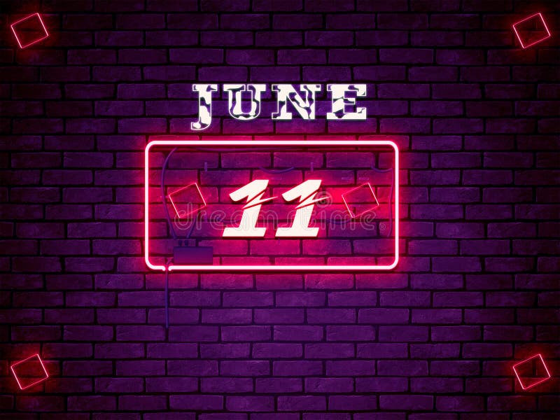 11 June, Monthly Calendar on Bricks Background Stock Illustration ...