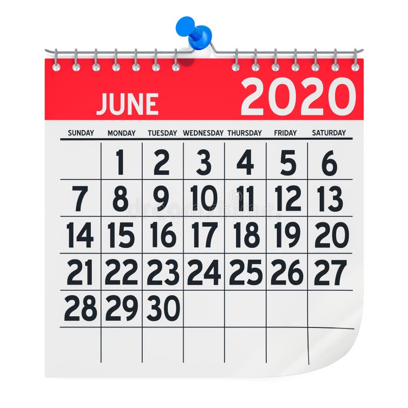 June 2020 Monthly Wall Calendar, 3D Rendering Stock Illustration ...