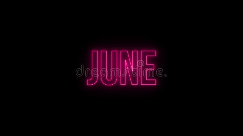 June. Neon Effect on the Outline of the Month Names Stock Footage ...