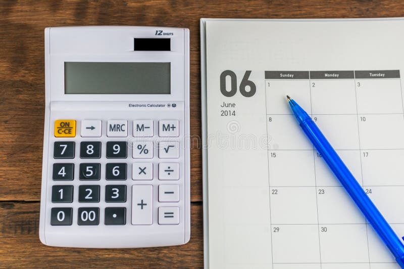 June Organizer with Calculator Stock Photo - Image of accountant ...