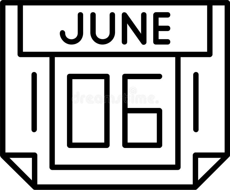 6 June Outline Vector Icon stock vector. Illustration of scheduling ...
