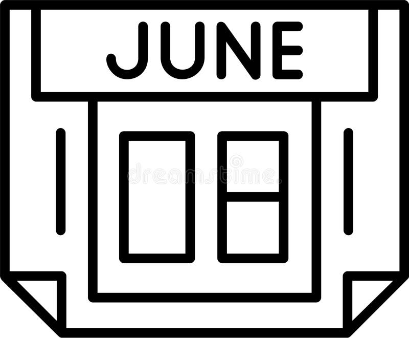 8 June Outline Vector Icon stock vector. Illustration of icon - 388826173