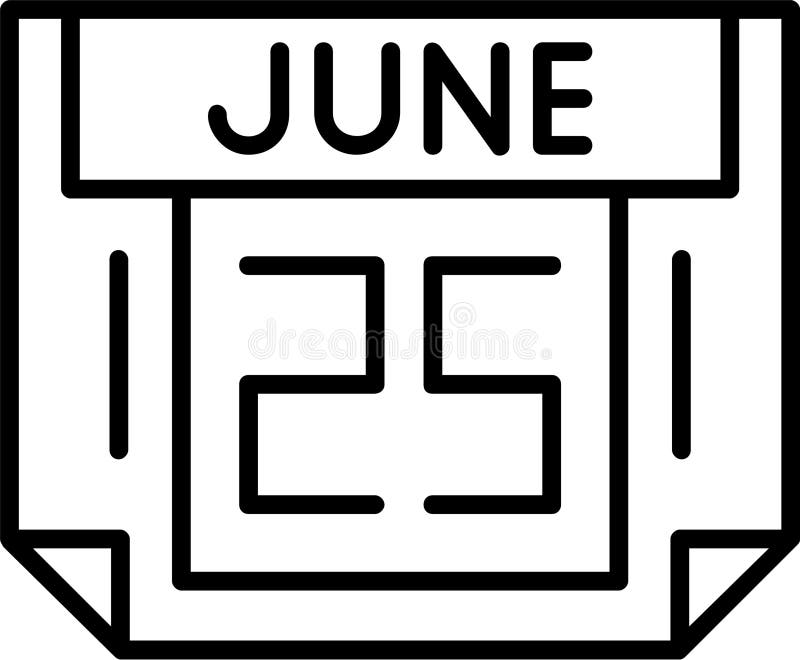 25 June Outline Vector Icon Stock Vector - Illustration of design, time ...