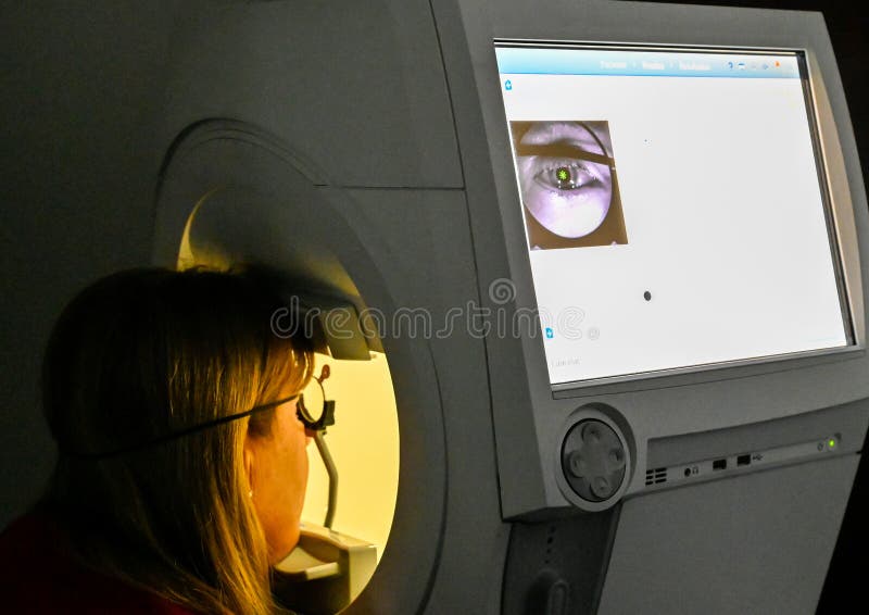 Patient Undergoing a Computerized Visual Field Examination (Perimetry ...