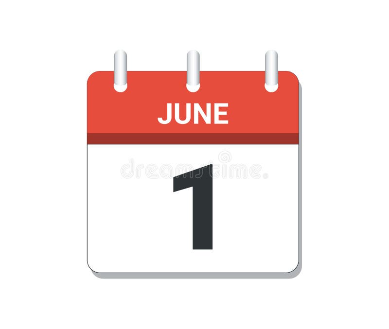 June 1st Calendar Icon Vector. Concept of Schedule, Business and Tasks ...