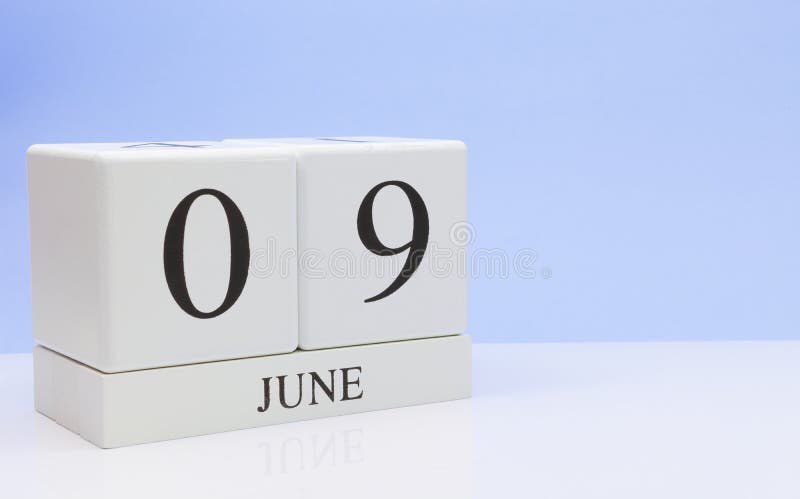 June 09st. Day 9 of Month, daily Calendar on White Table with ...
