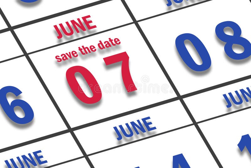 June 7th. Day 7 of Month, Date Marked Save the Date on a Calendar ...