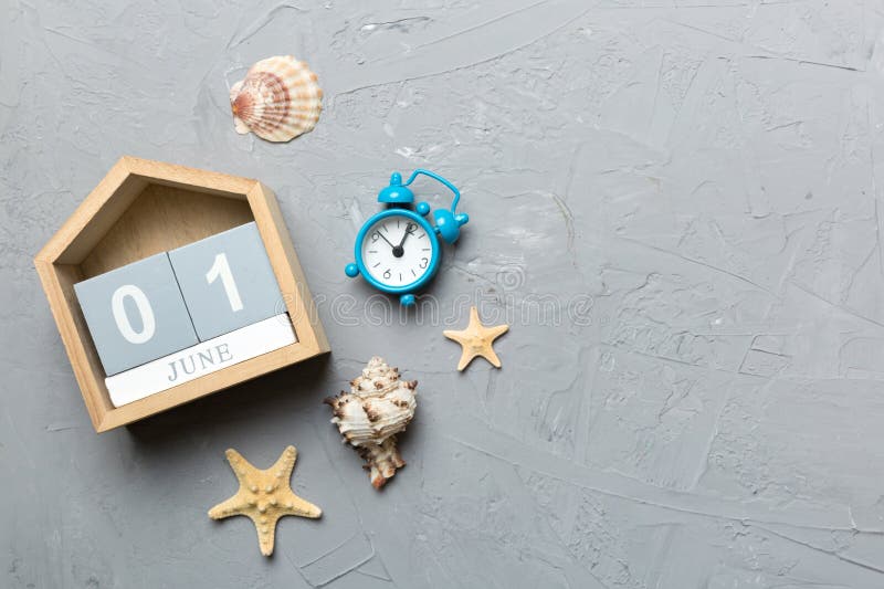 June 1th. Image of June 1 Wooden Calendar on Colored Background. Summer ...