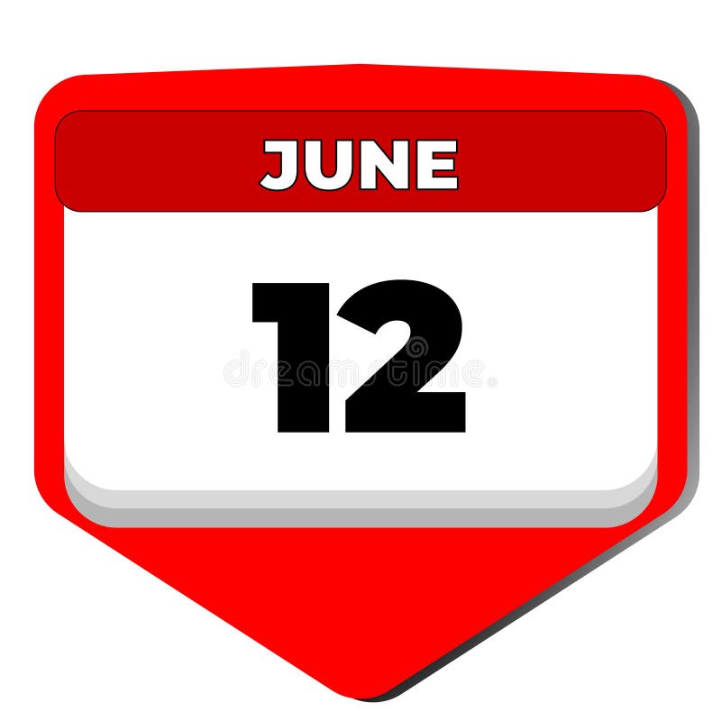 12 June Vector Icon Calendar Day. 12 Date of June. Twelfth Day of June ...
