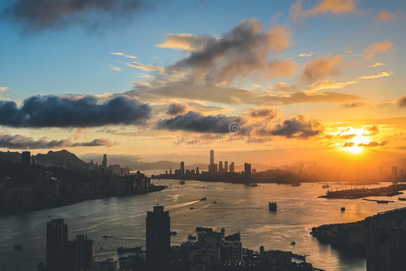 Victoria Harbour View from Yau Tong Devil Peak 30 June 2012 Stock Image ...