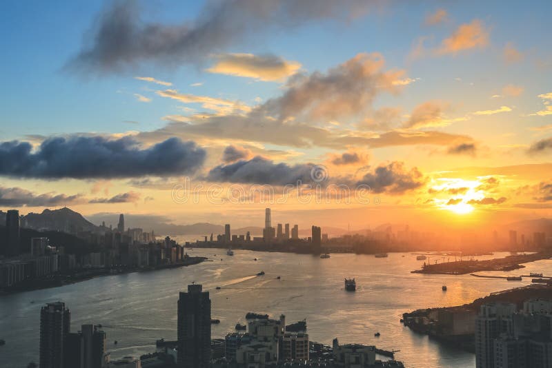 Victoria Harbour View from Yau Tong Devil Peak 30 June 2012 Stock Photo ...
