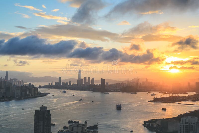 Victoria Harbour View from Yau Tong Devil Peak 30 June 2012 Stock Image ...
