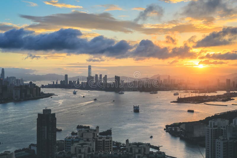 Victoria Harbour View from Yau Tong Devil Peak 30 June 2012 Stock Photo ...