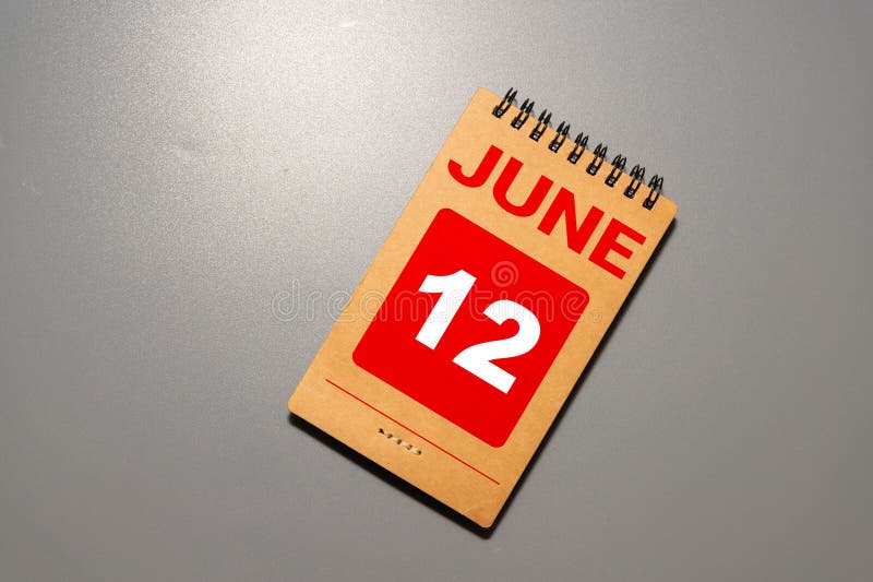 12 June Wooden Calendar with Customizable Space for Text or Ideas Stock ...