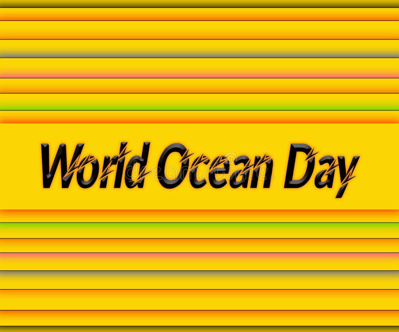 June, World Ocean Day, Black Text Effect on Yellow Background Stock ...