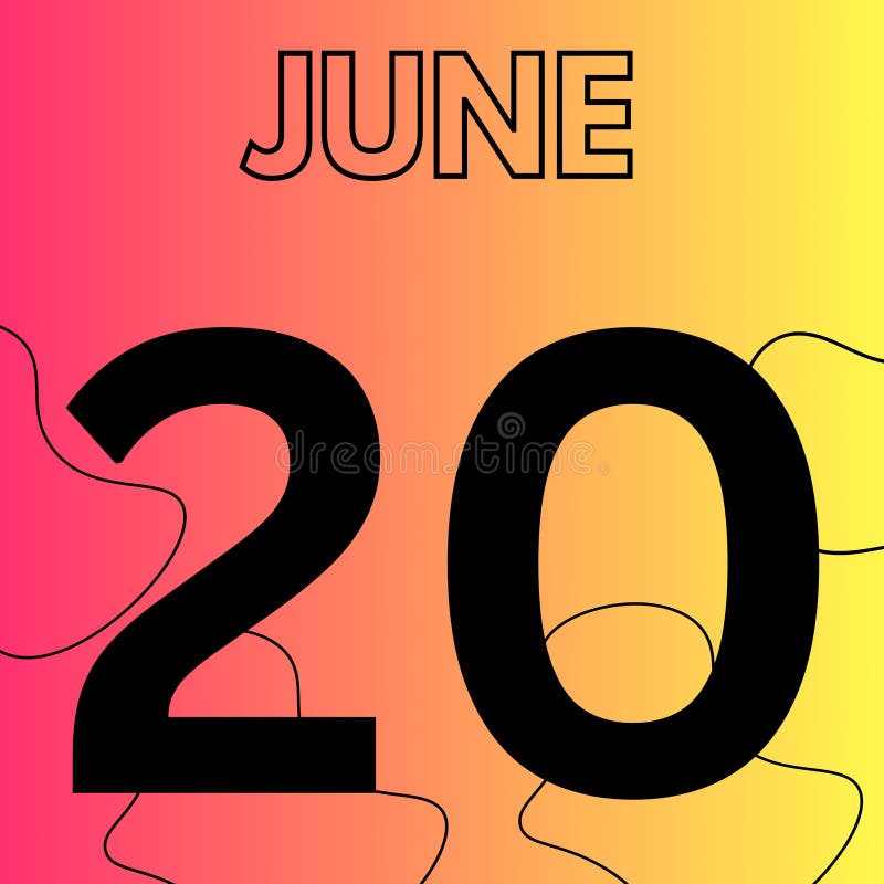 June 20 , Calendar , daily Calendar Icon in Flat Design Style Stock ...