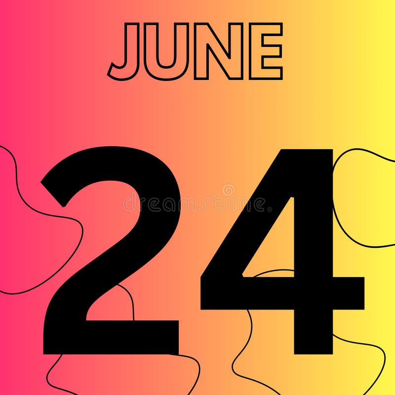 June 24 , Calendar , daily Calendar Icon in Flat Design Style Stock ...