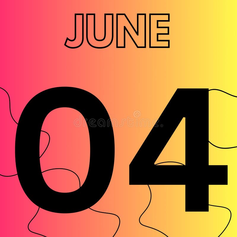 June 4 , Calendar , daily Calendar Icon in Flat Design Style Stock ...