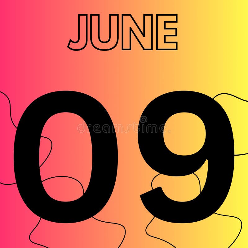 June 9 , Calendar , daily Calendar Icon in Flat Design Style Stock ...