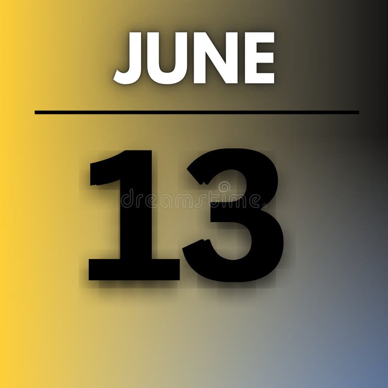 June 13 , Calendar , daily Calendar Icon in Flat Design Style Stock ...