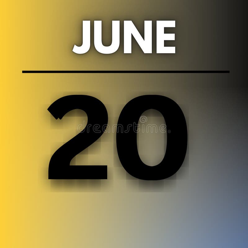 June 20 , Calendar , daily Calendar Icon in Flat Design Style Stock ...