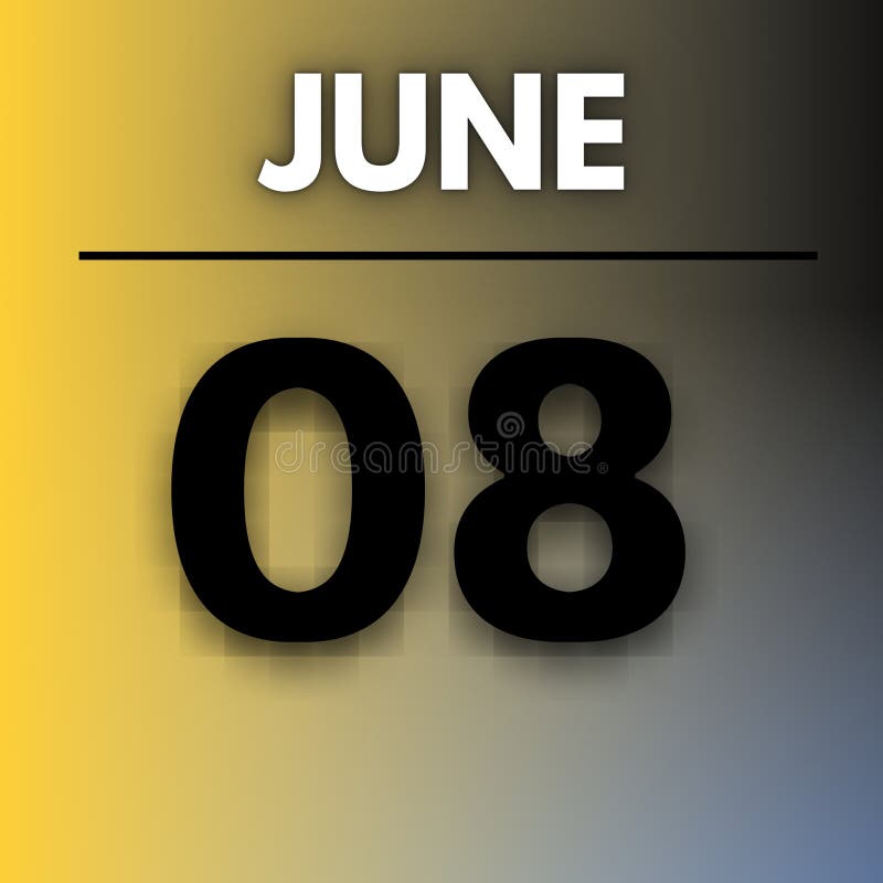 June 8 , Calendar , daily Calendar Icon in Flat Design Style Stock ...