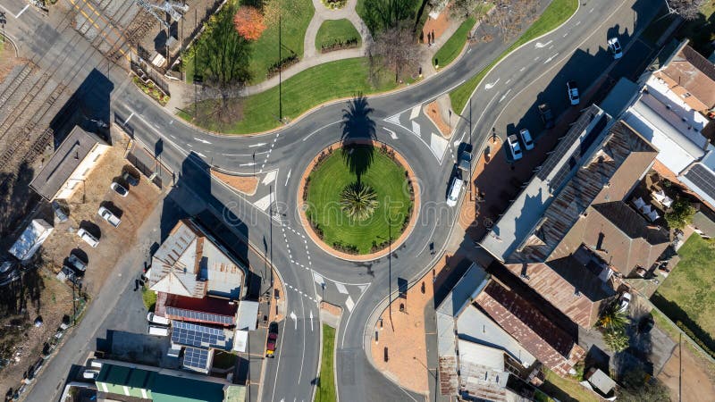 Junee NSW Roundabout Top Down Broadway Round Street Stock Image - Image ...