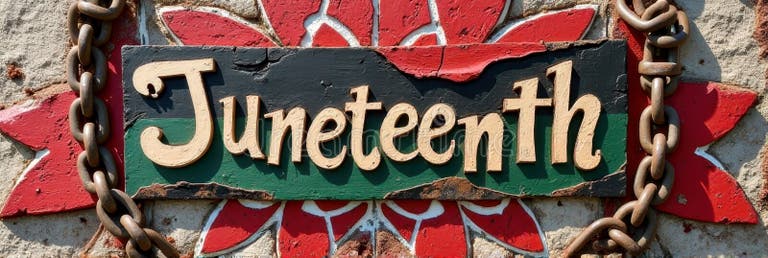 Juneteenth Celebration Sign with Rustic Chains and Red Floral ...