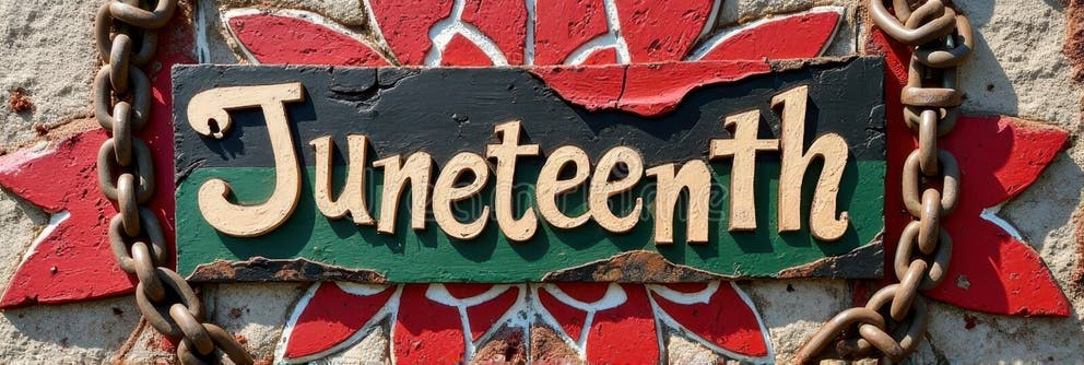 Juneteenth Celebration Sign with Rustic Chains and Red Floral ...