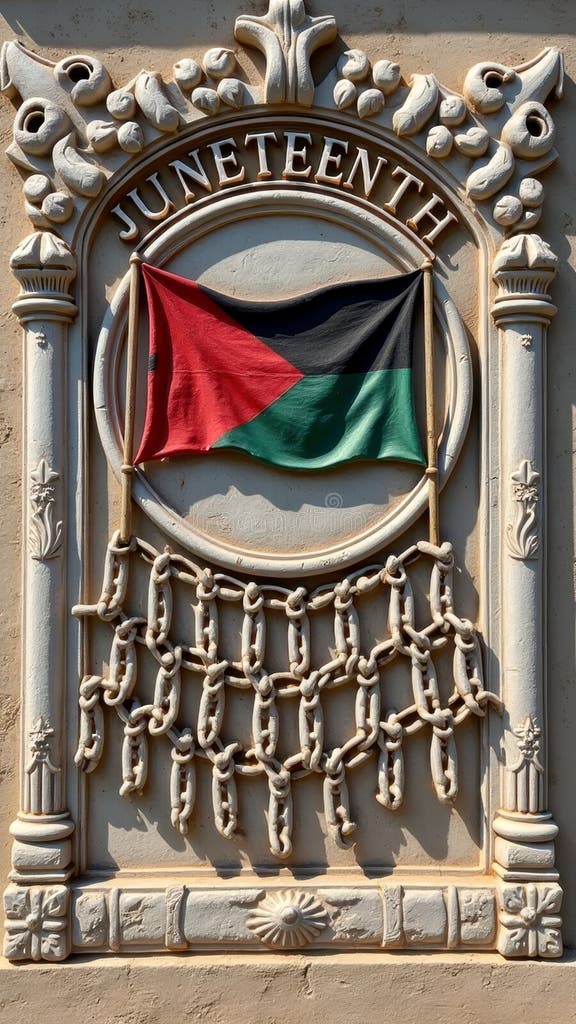 Juneteenth Celebration Symbol with Flag and Decorative Chains on Ornate ...