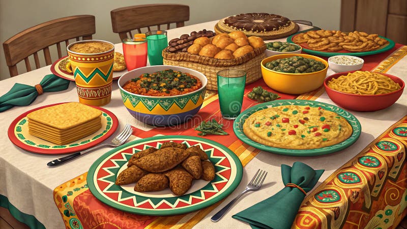 Juneteenth Dinner Table Setup – Vector Illustration Celebrating Freedom ...